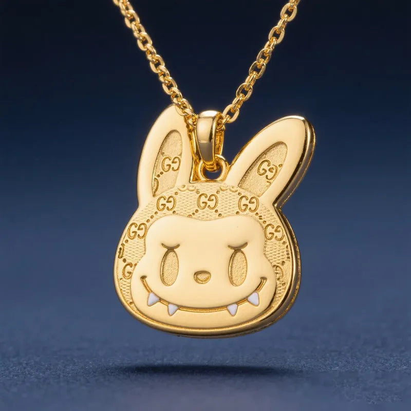 Fanqisilver Pop Mart Labubu Double G Print Pendant Necklace – FANQISILVER